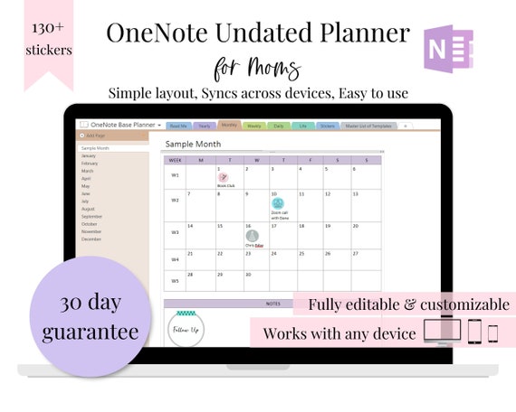 Onenote Digital Planner for Moms Onenote Planner One Note - Etsy