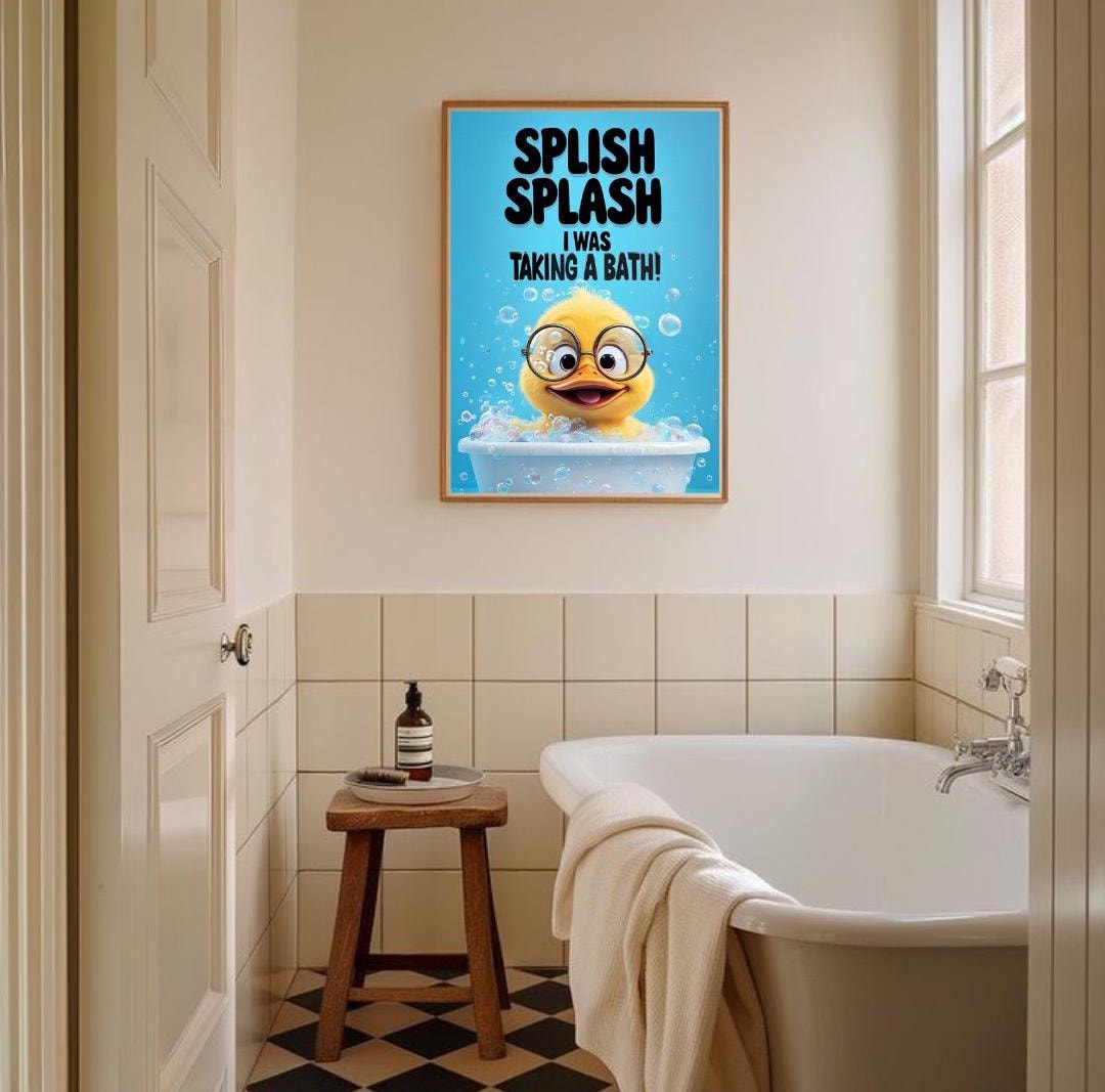 Splish Splash Duck Bathroom Art - Cute Kids Printable Wall Decor ...