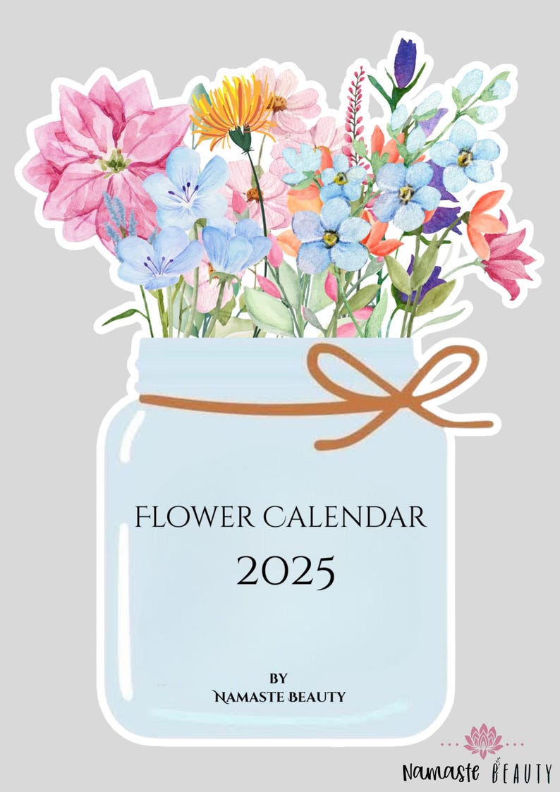 2025 Floral Calendar Printable - Aesthetic Mason Jar Calendar - Boho ...