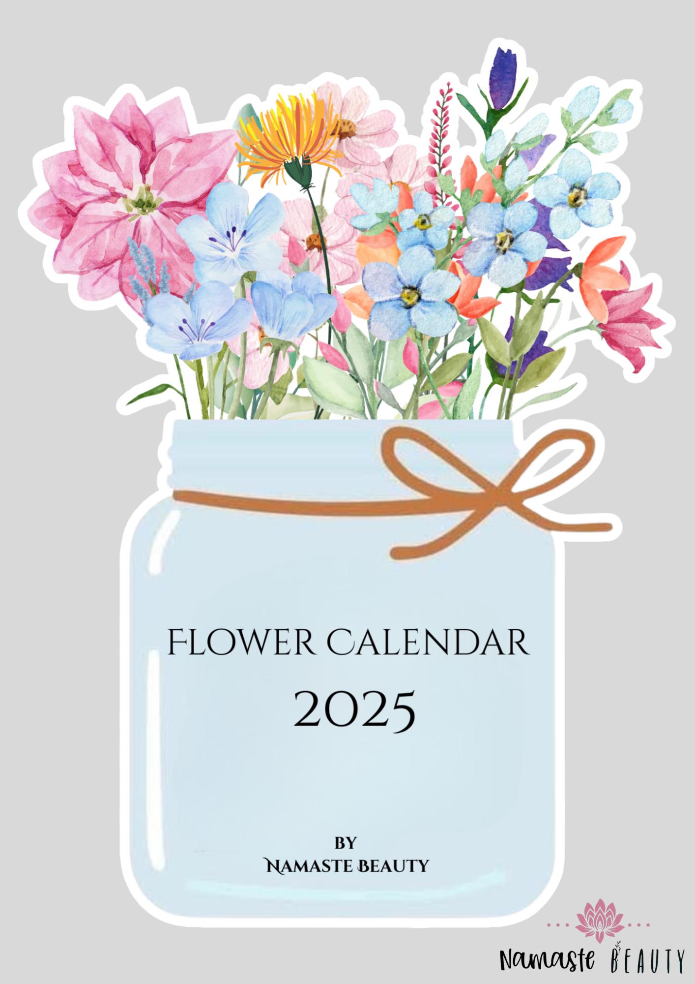 2025 Floral Calendar Printable - Aesthetic Mason Jar Calendar - Boho ...