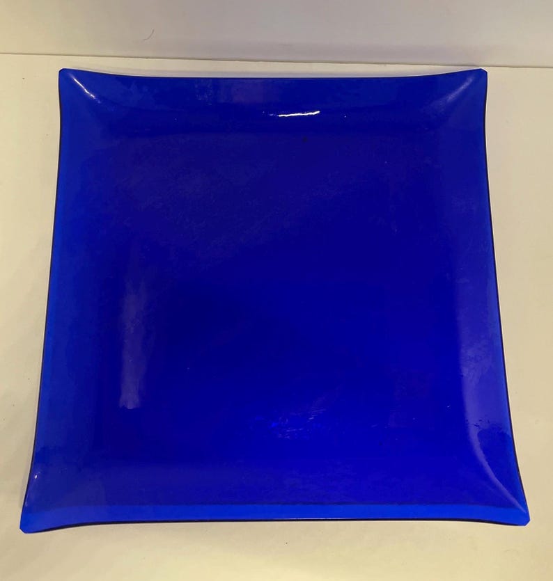 L E Smith Cobalt Blue Depression Glass Plate / Tray Square 12" X 12" - Etsy
