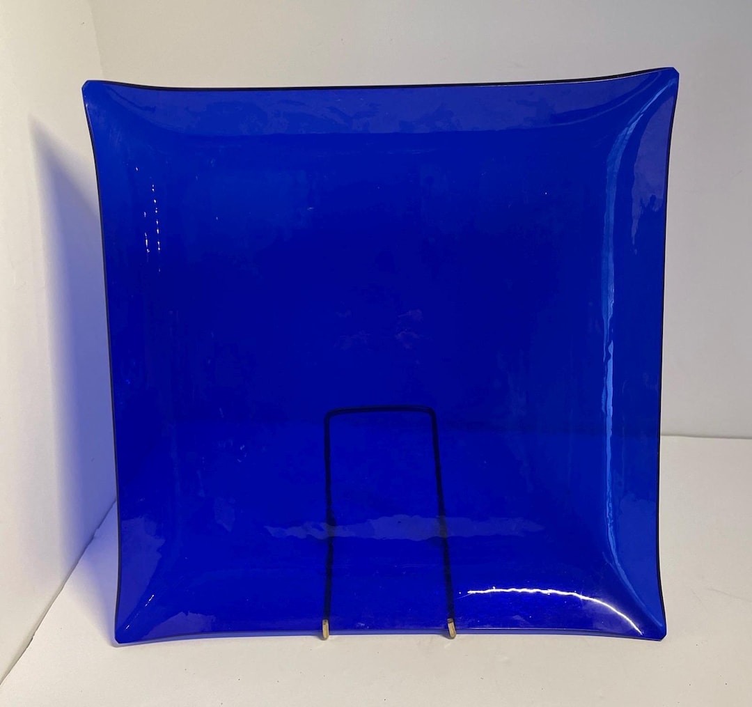 L E Smith Cobalt Blue Depression Glass Plate / Tray Square 12" X 12" - Etsy