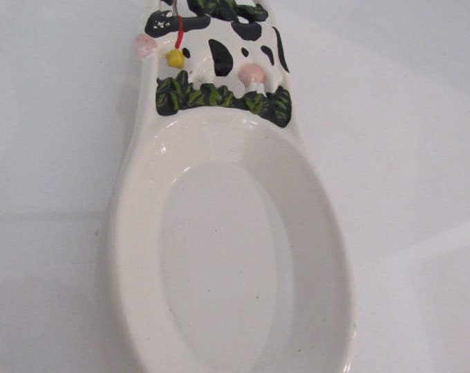 Spoon Rest Cast Iron White and Black Cow - Etsy