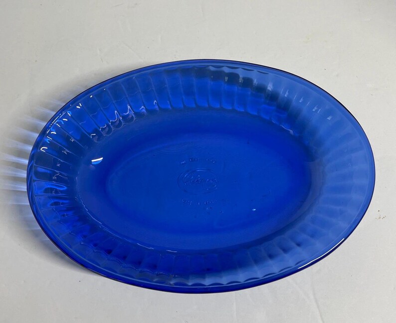 Colorex Cobalt Blue Scalloped Rim Glass Oval Candy/snack Bowl 8" - Etsy