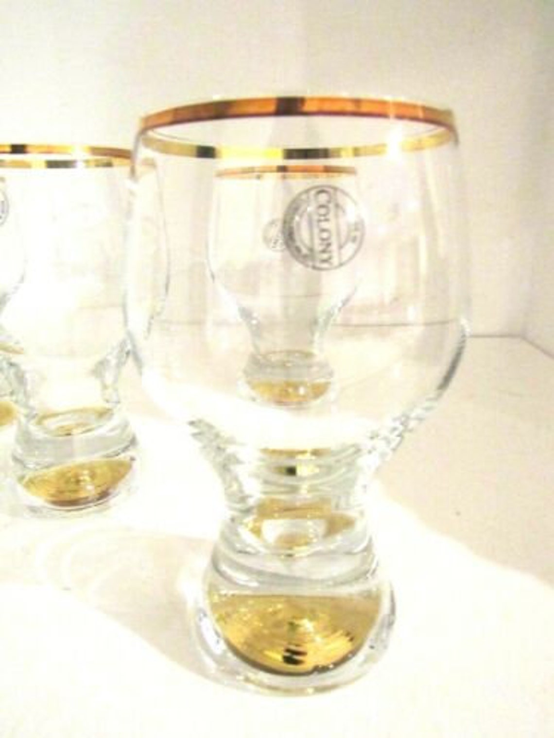 Rare Crystal Wine Glass Gold Rim Stem 8oz. CZECH REPUBLIC Set of 5 - Etsy