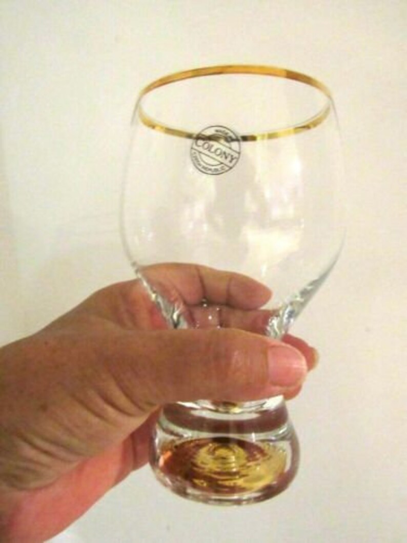 Rare Crystal Wine Glass Gold Rim Stem 8oz. CZECH REPUBLIC Set of 5 - Etsy