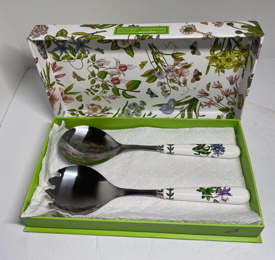 Portmeirion Botanic Garden Salad Serving Fork and Spoon - Etsy