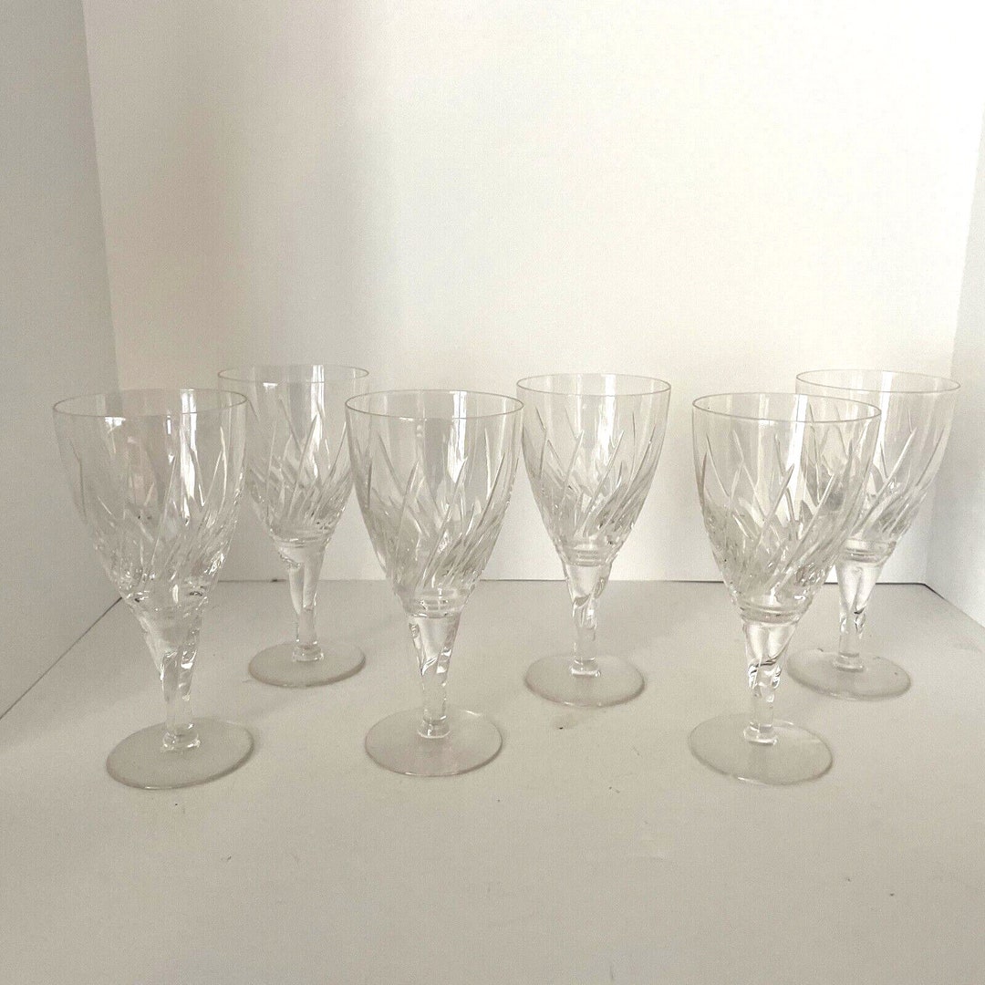 Stuart England Claridge Crystal Wine Goblets Glasses Set of 6 - Etsy