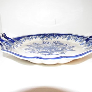 L Godinger Blue White Flower Floral Double Handled Serving Tray Vtg - Etsy