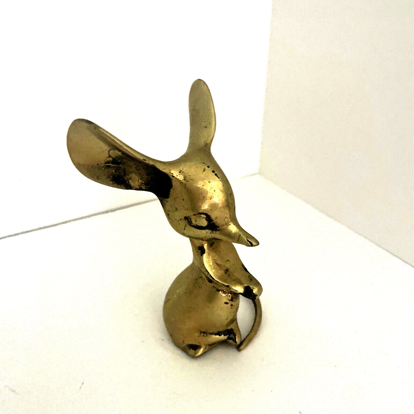 Vintage Solid Brass Mouse Big Ears Paper Weight 5.5" Tall - Etsy