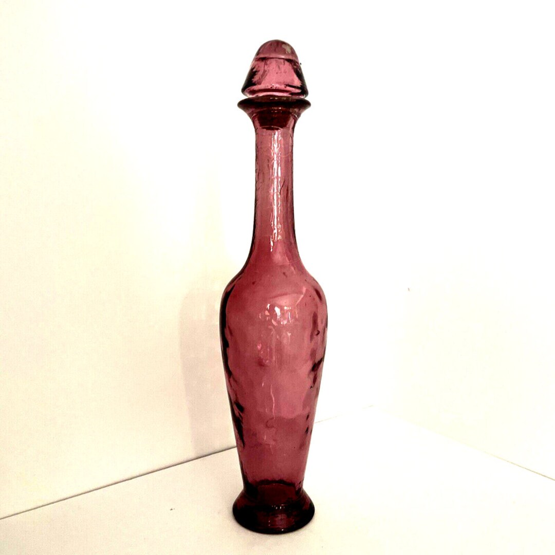 Vintage MCM Purple Decanter Genie Bottle Design Blown Glass 19 Spain - Etsy