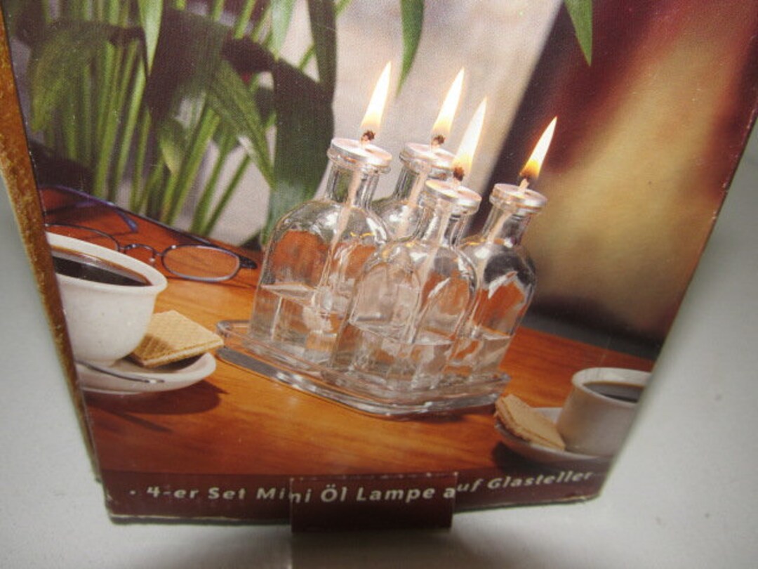 Set of 4 Mini Glass Oil Lamps - Etsy