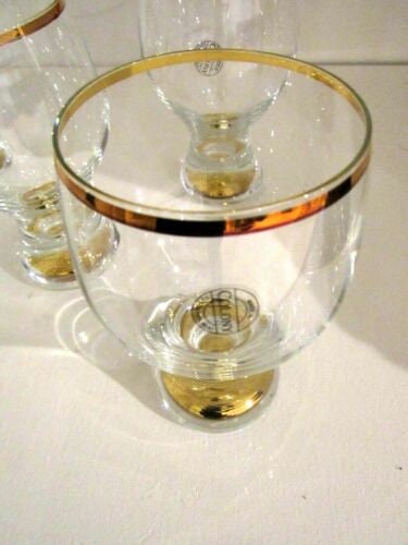 Rare Crystal Wine Glass Gold Rim Stem 8oz. CZECH REPUBLIC Set of 5 - Etsy