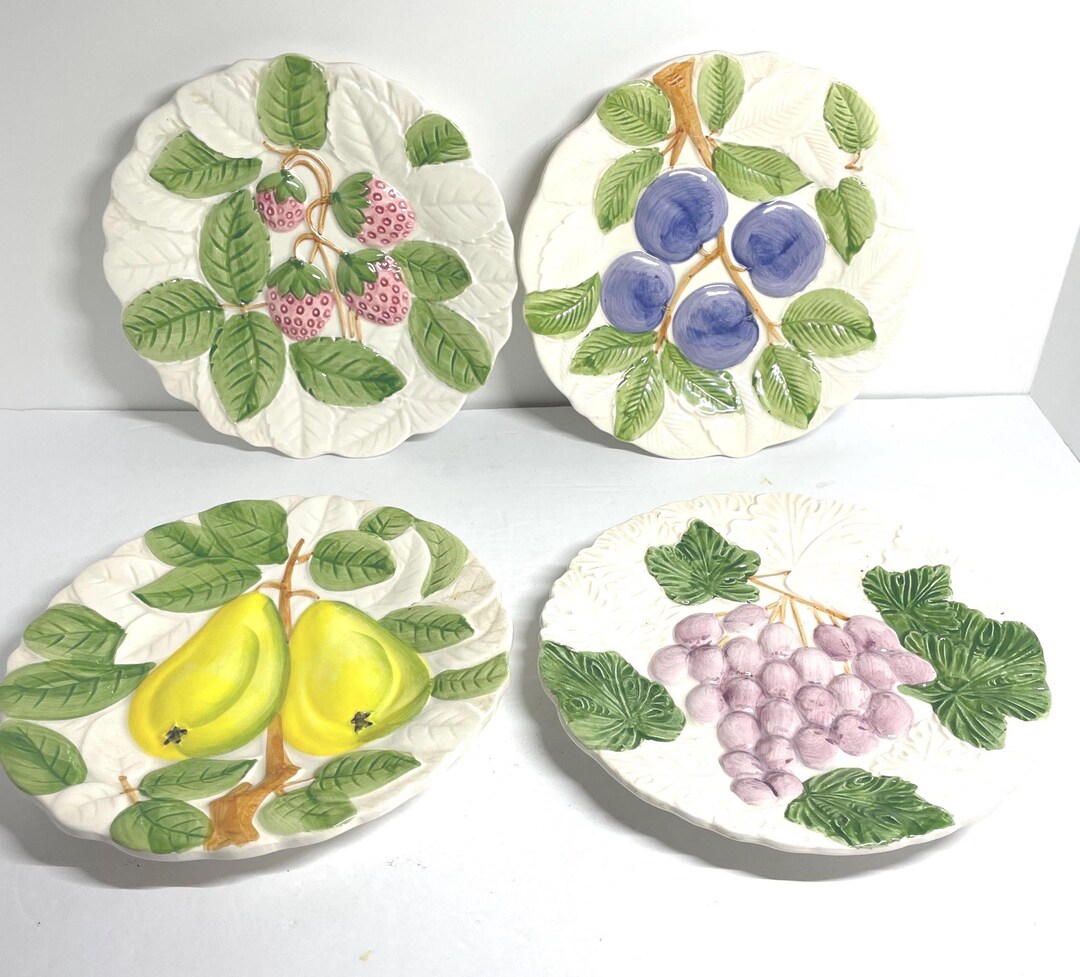 Vintage Ceramic Fruit Hand Painted Fruit Plates Set of 4 - Etsy