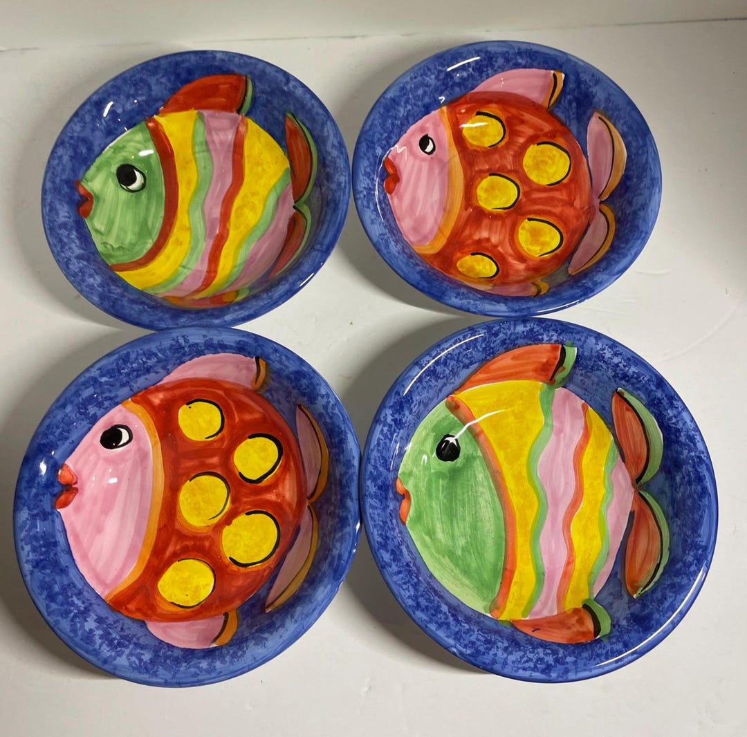 Bellini Piu Hand Painted Fish Soup Cereal Bowl Nautical Made in Italy ...