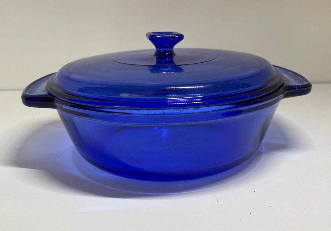 Anchor Casserole Dish With Lid Cobalt Blue 1.5 Qt - Etsy