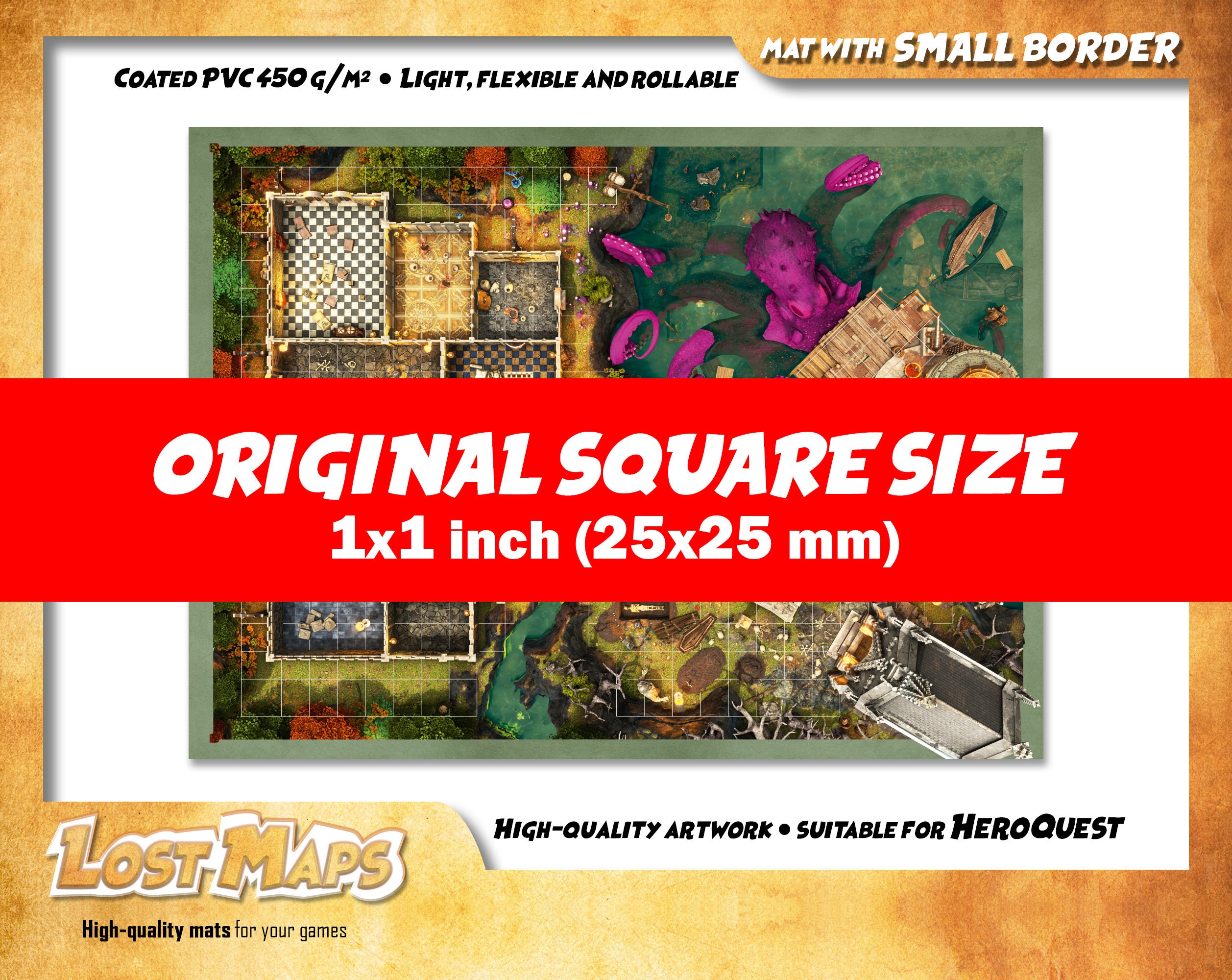 SMALL BORDER. Heroquest Custom Playmat. Game Mat. Gaming Mat. Floor ...
