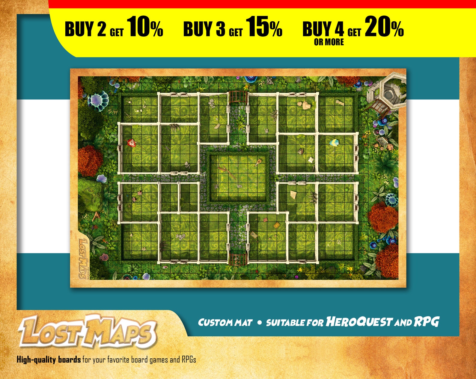 Custom Heroquest Board Game Mat, RPG Playmat, Dungeon and Dragons ...