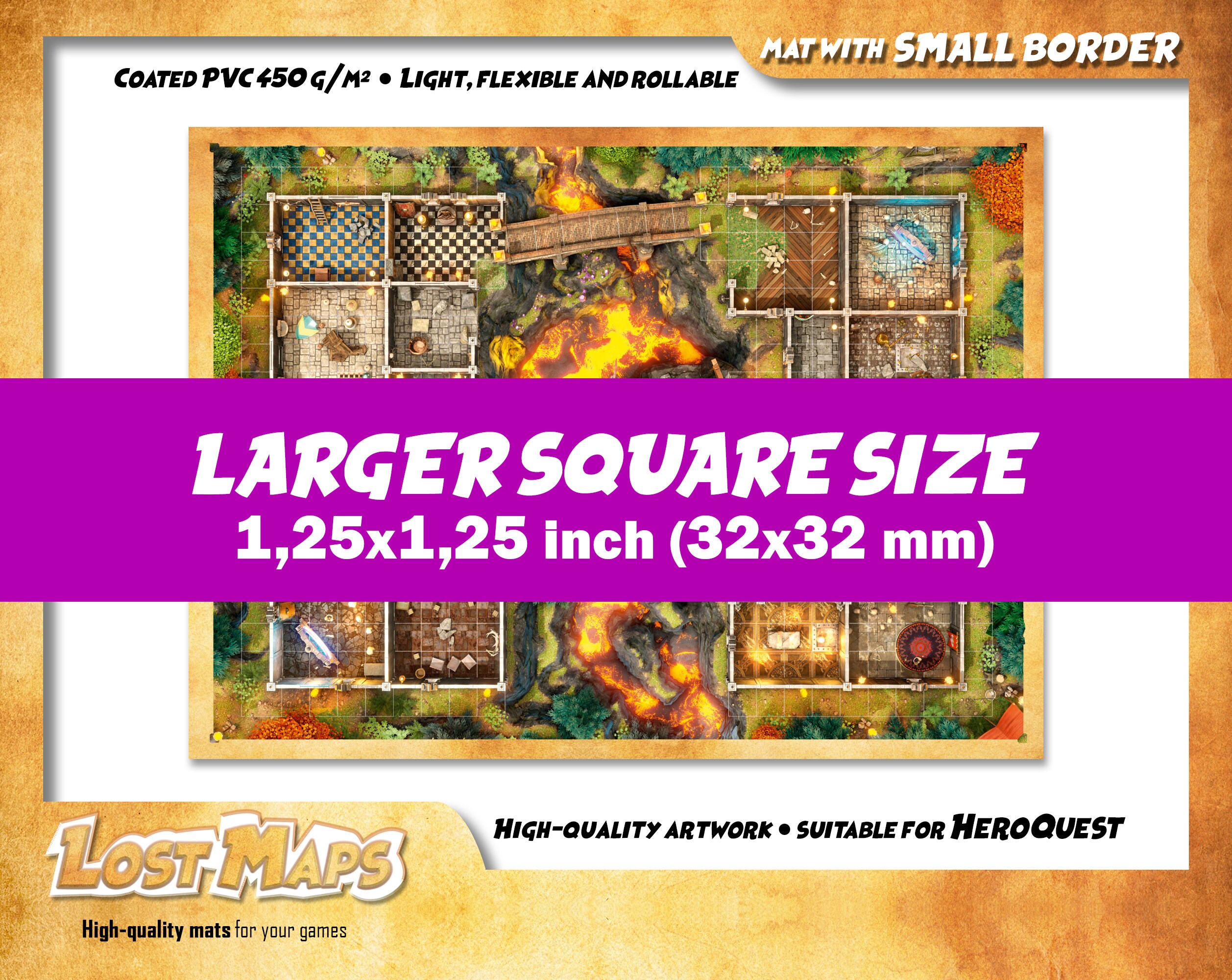 SMALL BORDER. Heroquest Custom Playmat. Game Mat. Gaming Mat. Floor ...