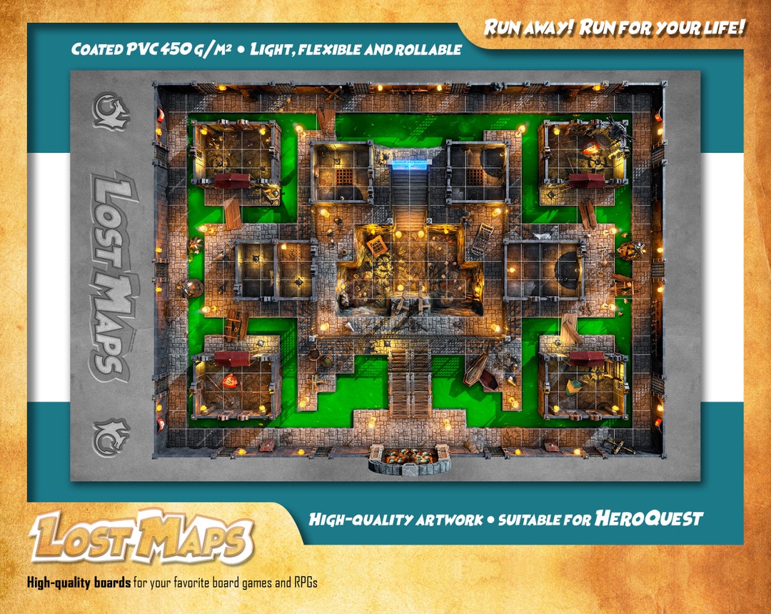 Custom Heroquest Board Game Mat, RPG Playmat, Dungeon and Dragons ...