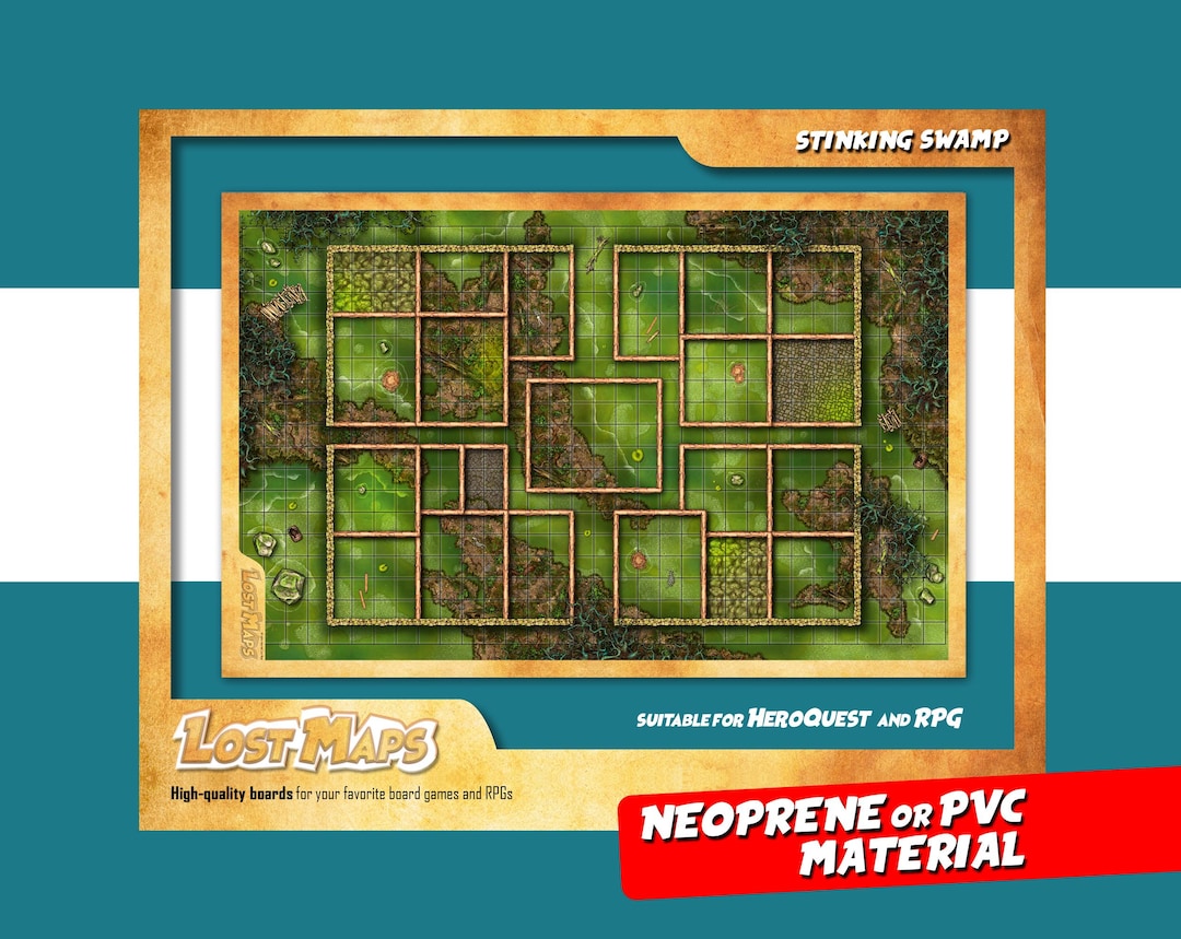 Heroquest Mat: Stinky Swamp, Dnd Battle Map (neoprene or PVC) Tabletop ...