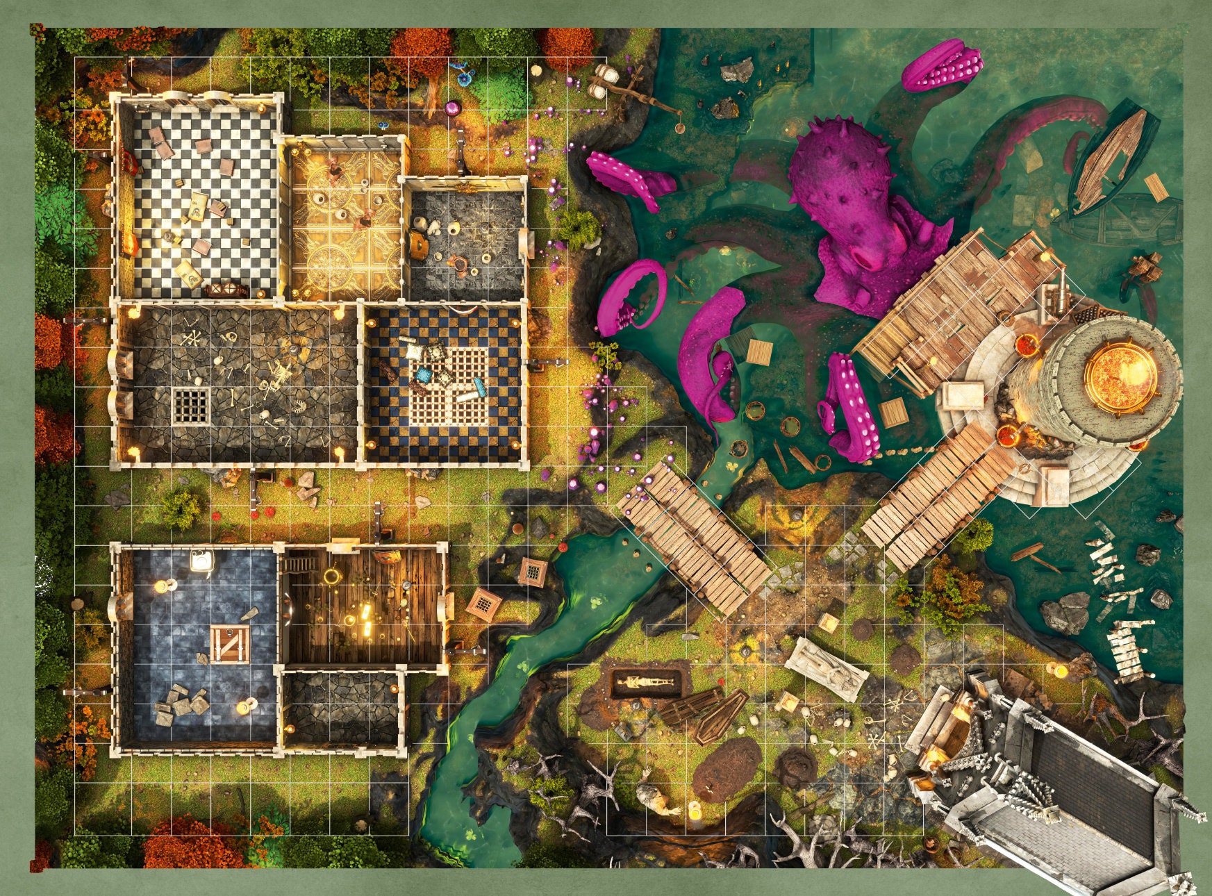 SMALL BORDER. Heroquest Custom Playmat. Game Mat. Gaming Mat. Floor ...