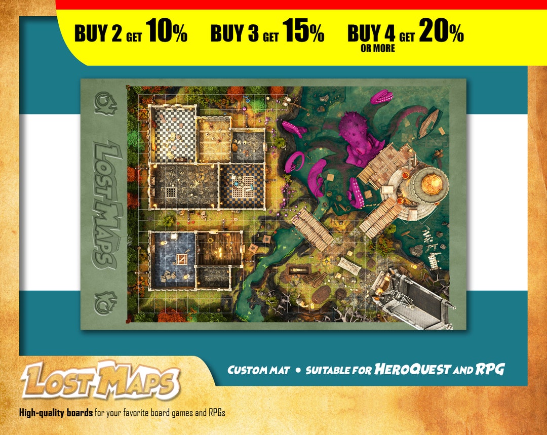 Custom Heroquest Board Game Mat, RPG Playmat, Dungeon and Dragons ...