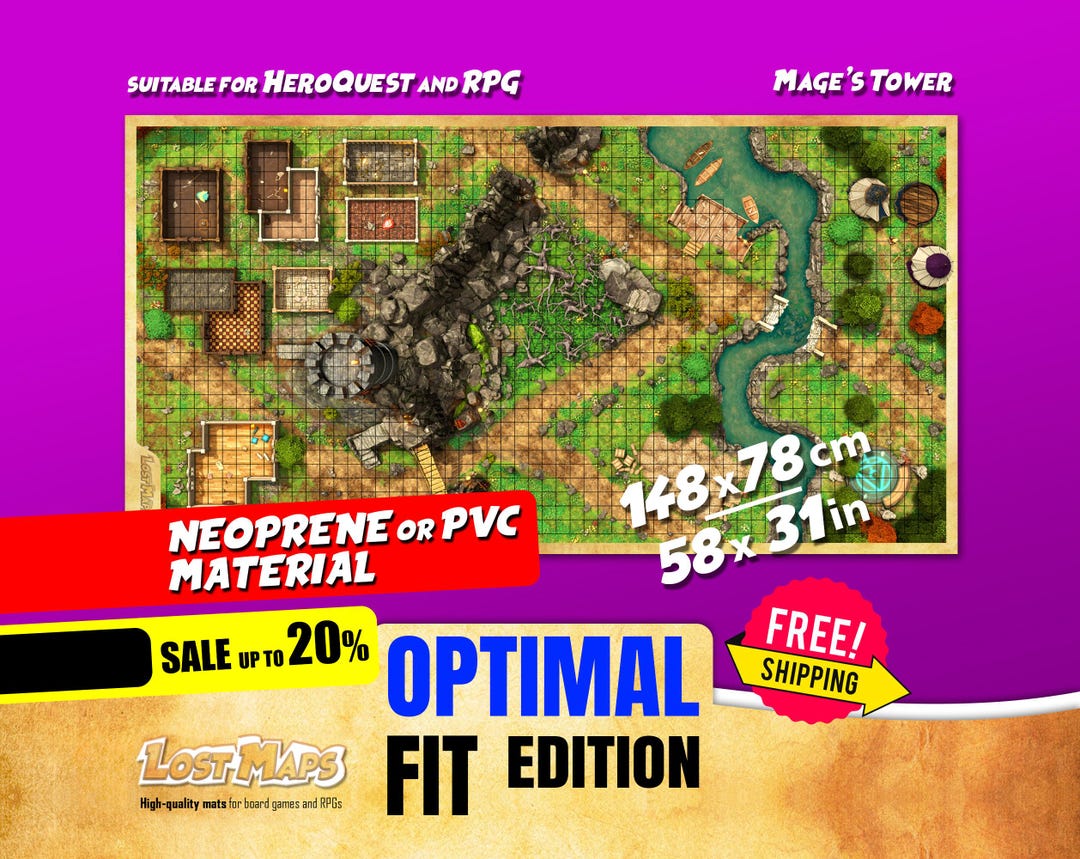 OPTIMAL FIT Heroquest Board Game Mat, RPG Playmat, Dungeon and Dragons ...
