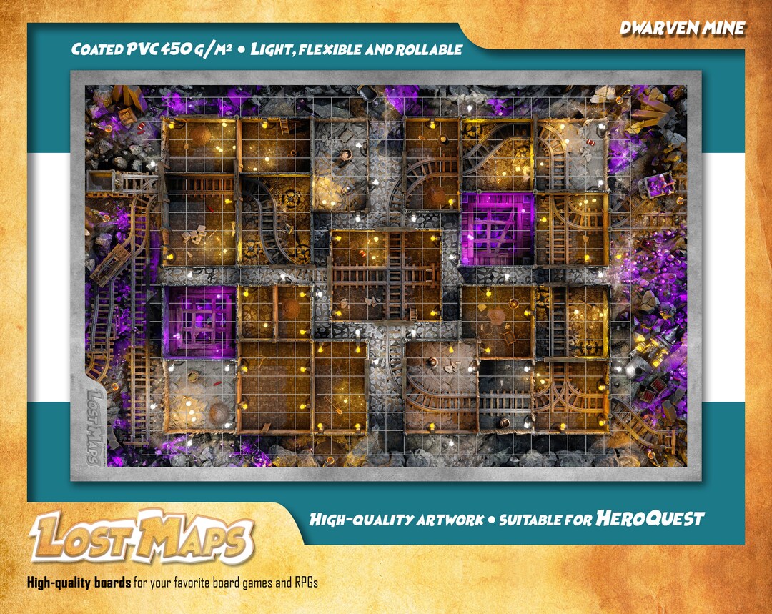 Custom Heroquest Board Game Mat, RPG Playmat, Dungeon and Dragons ...