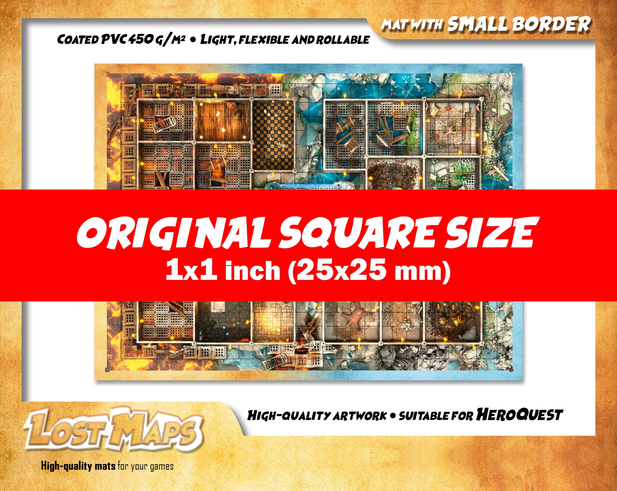 SMALL BORDER. Heroquest Custom Playmat. Game Mat. Gaming Mat. Floor ...