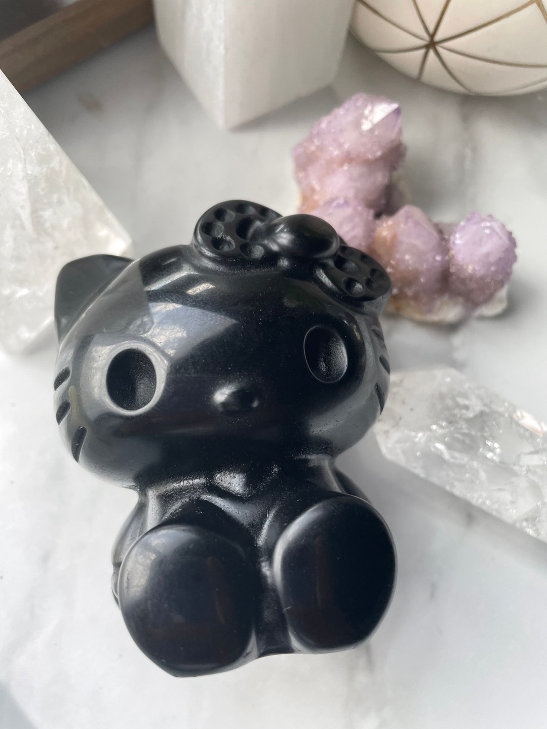 Cute Large Chunky Obsidian Hello Kitty Carving - Etsy