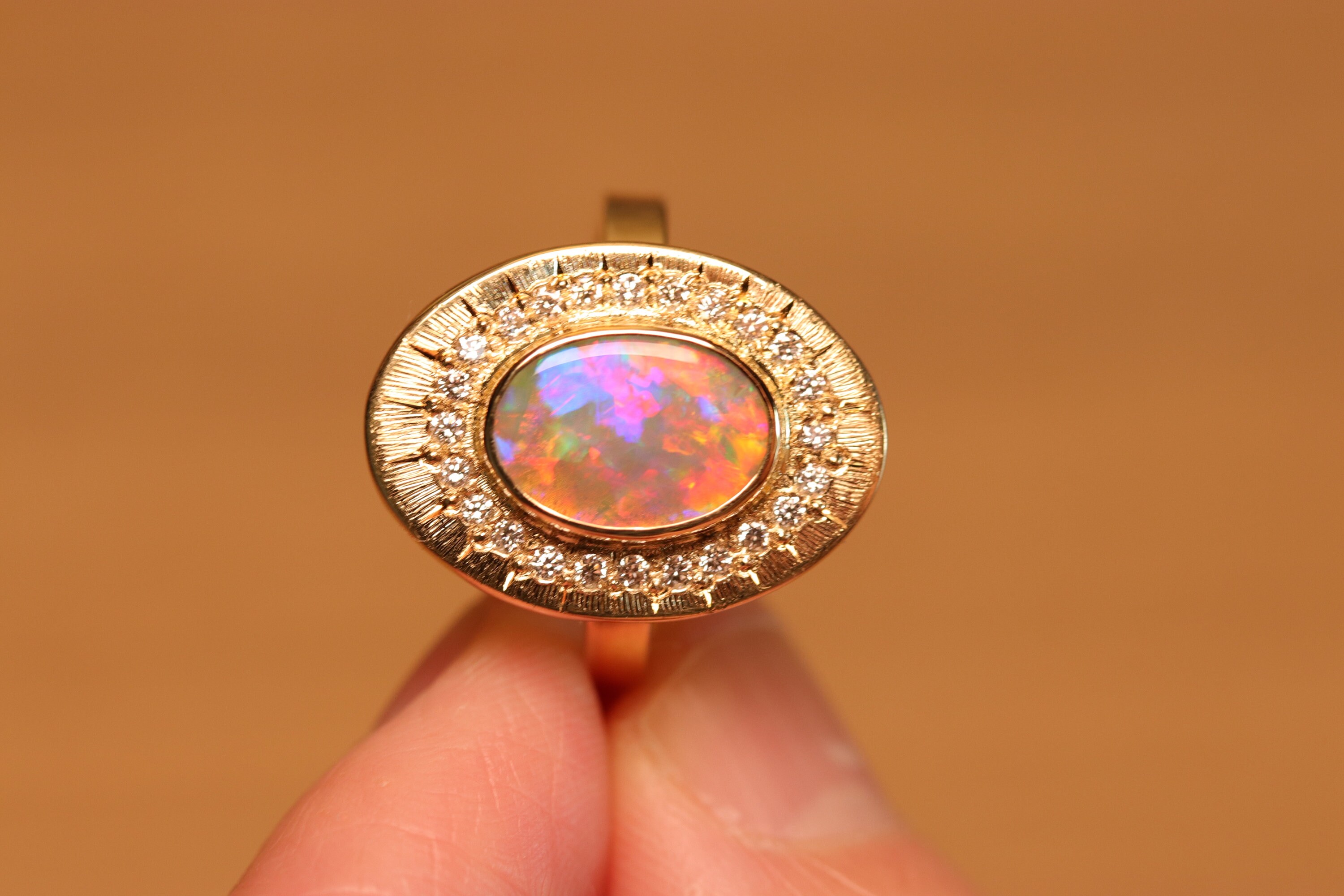 Natural Solid Australian Opal - Ring - Handmade - Sunray Halo Pastel ...