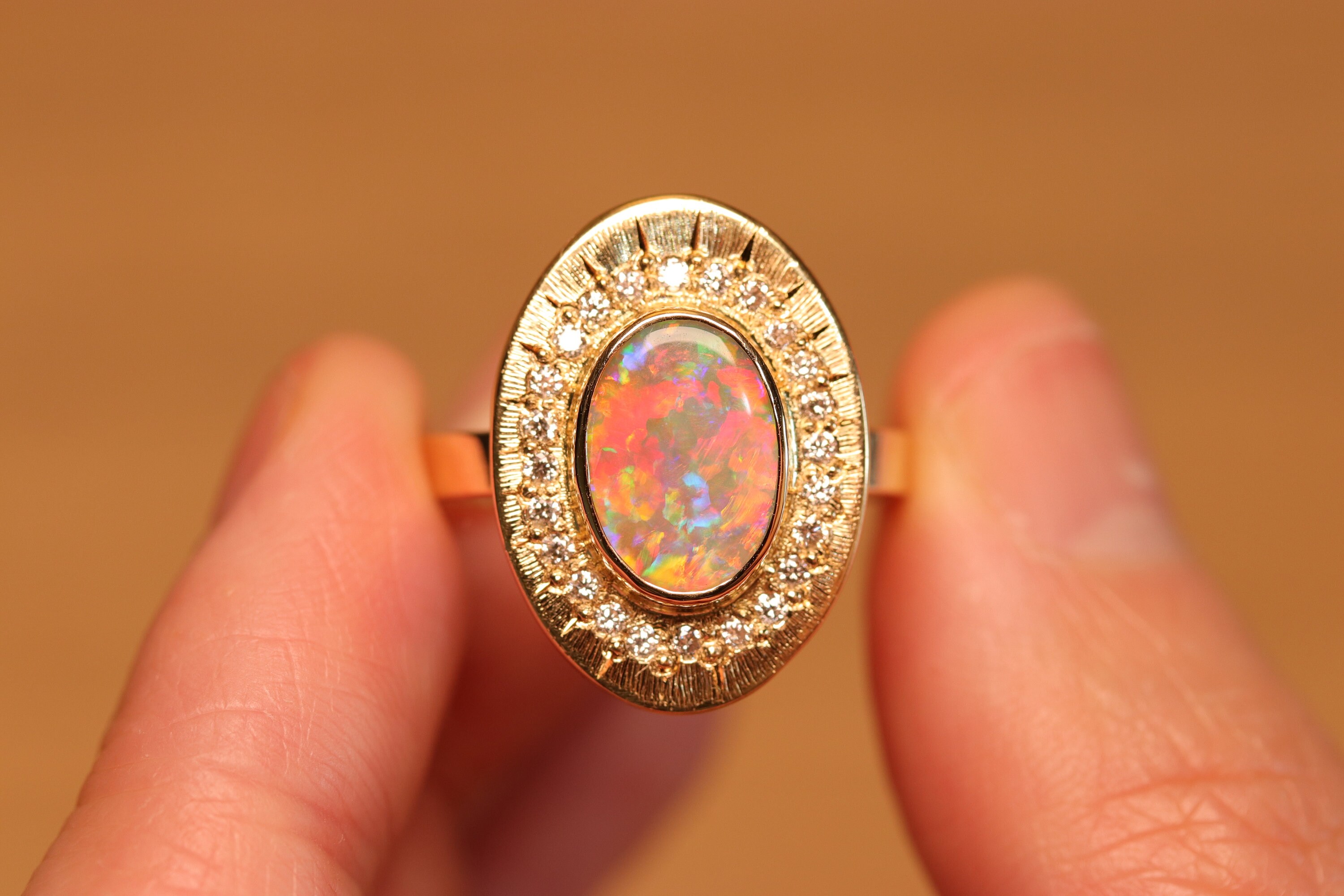 Natural Solid Australian Opal - Ring - Handmade - Sunray Halo Pastel ...