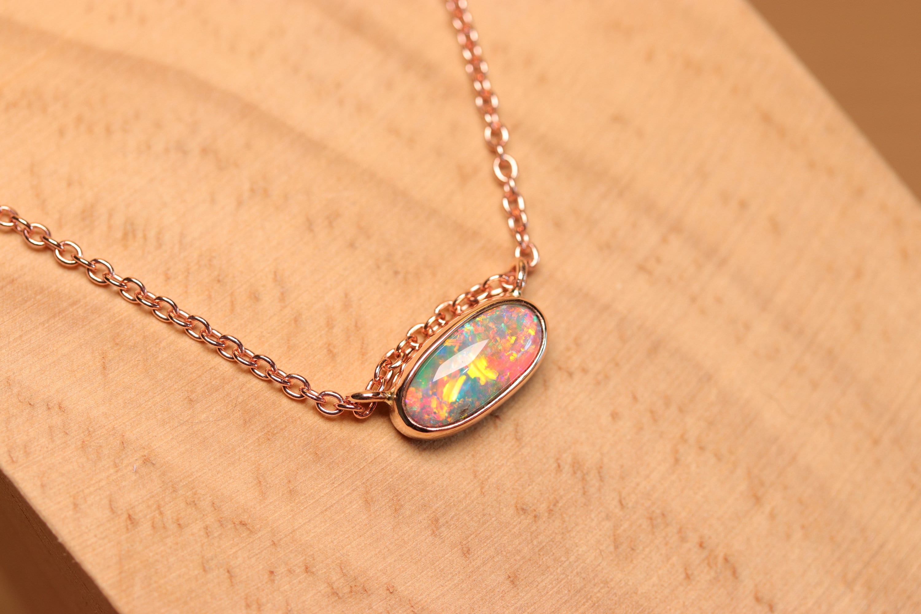 Natural Solid Australian Opal - Necklace - Pendant - Handmade - Orange ...