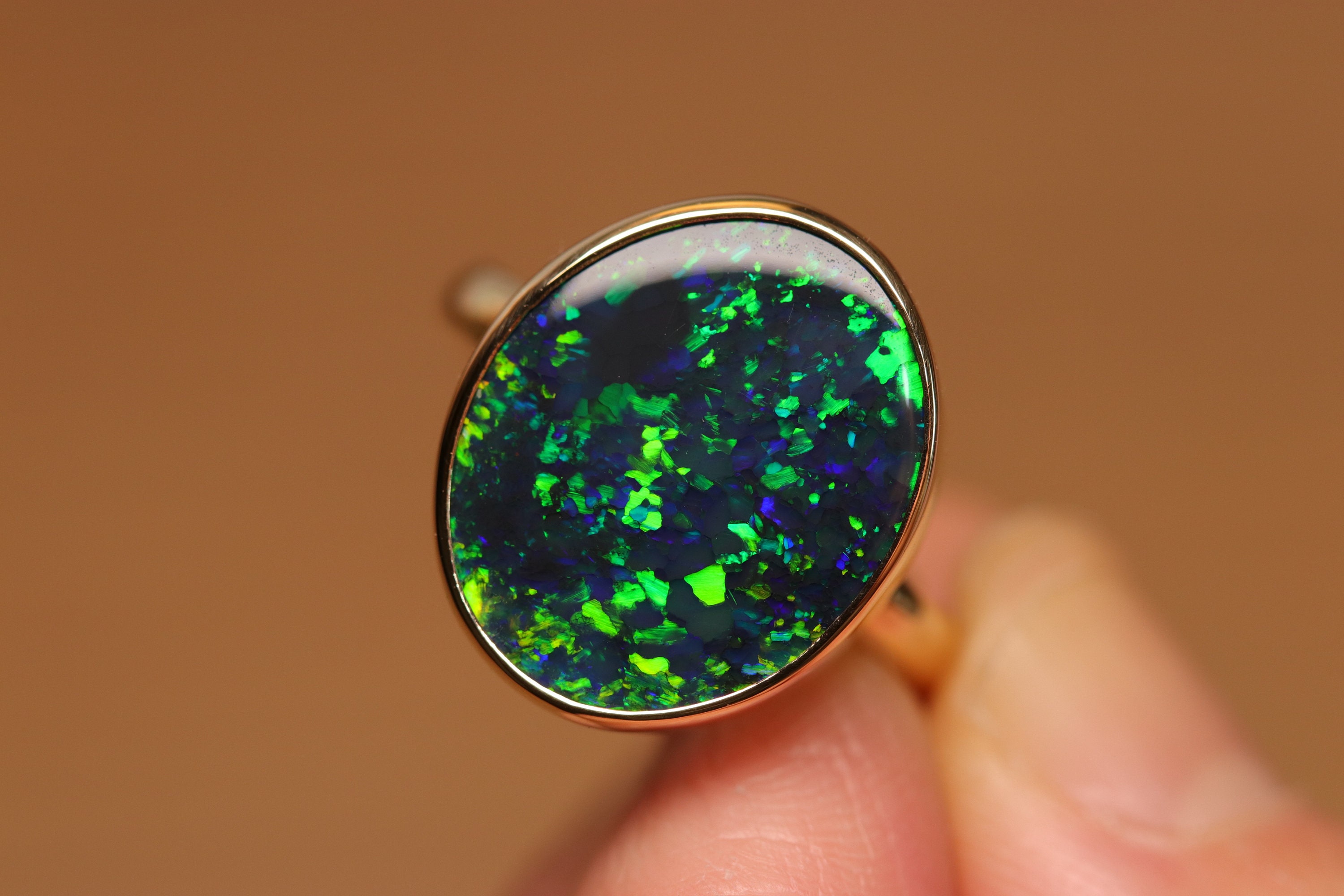 Natural Solid Australian Opal - Ring - Handmade - Gem Quality Floral ...