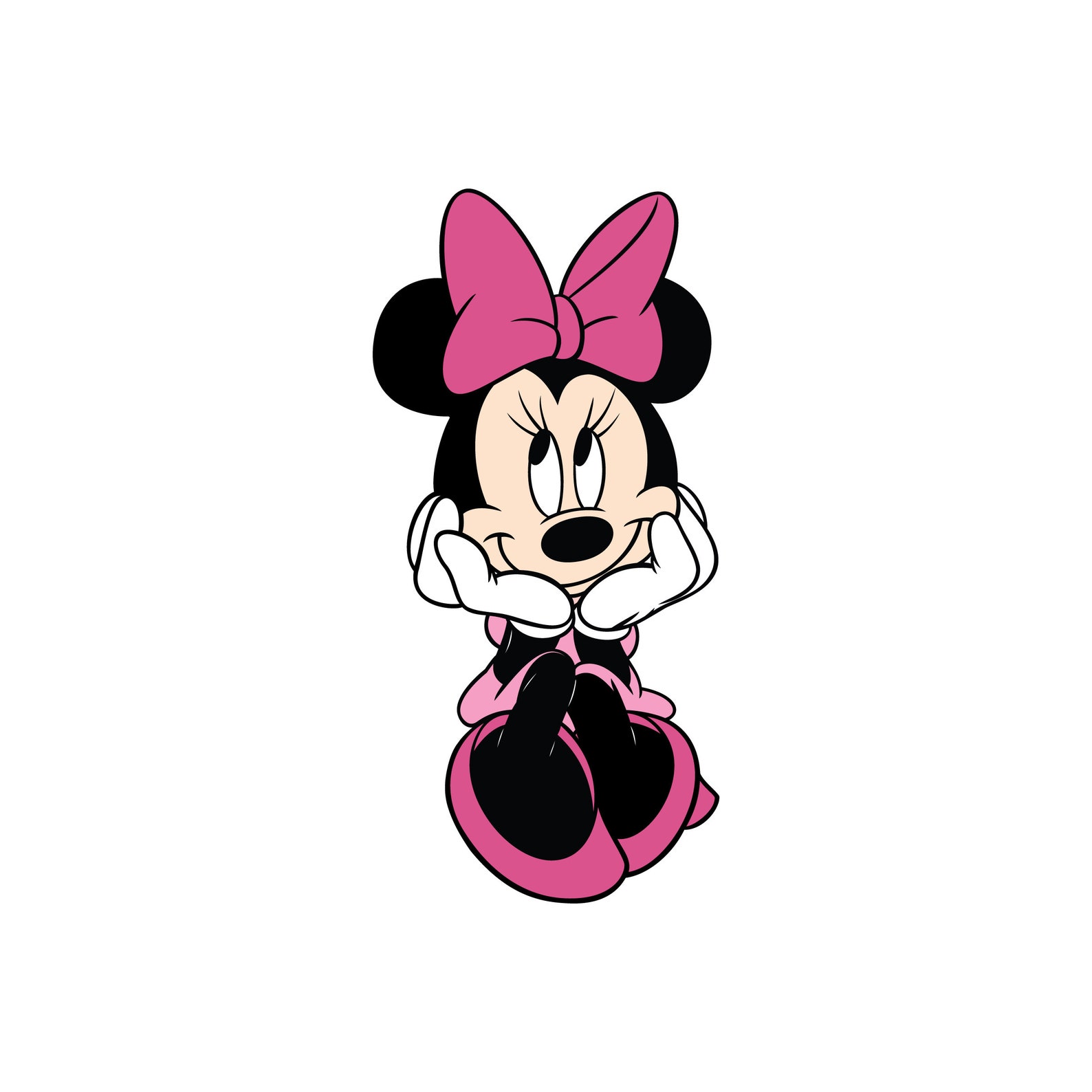 Minnie Mouse 14 Pink Dress sitting down Digital Download | Etsy