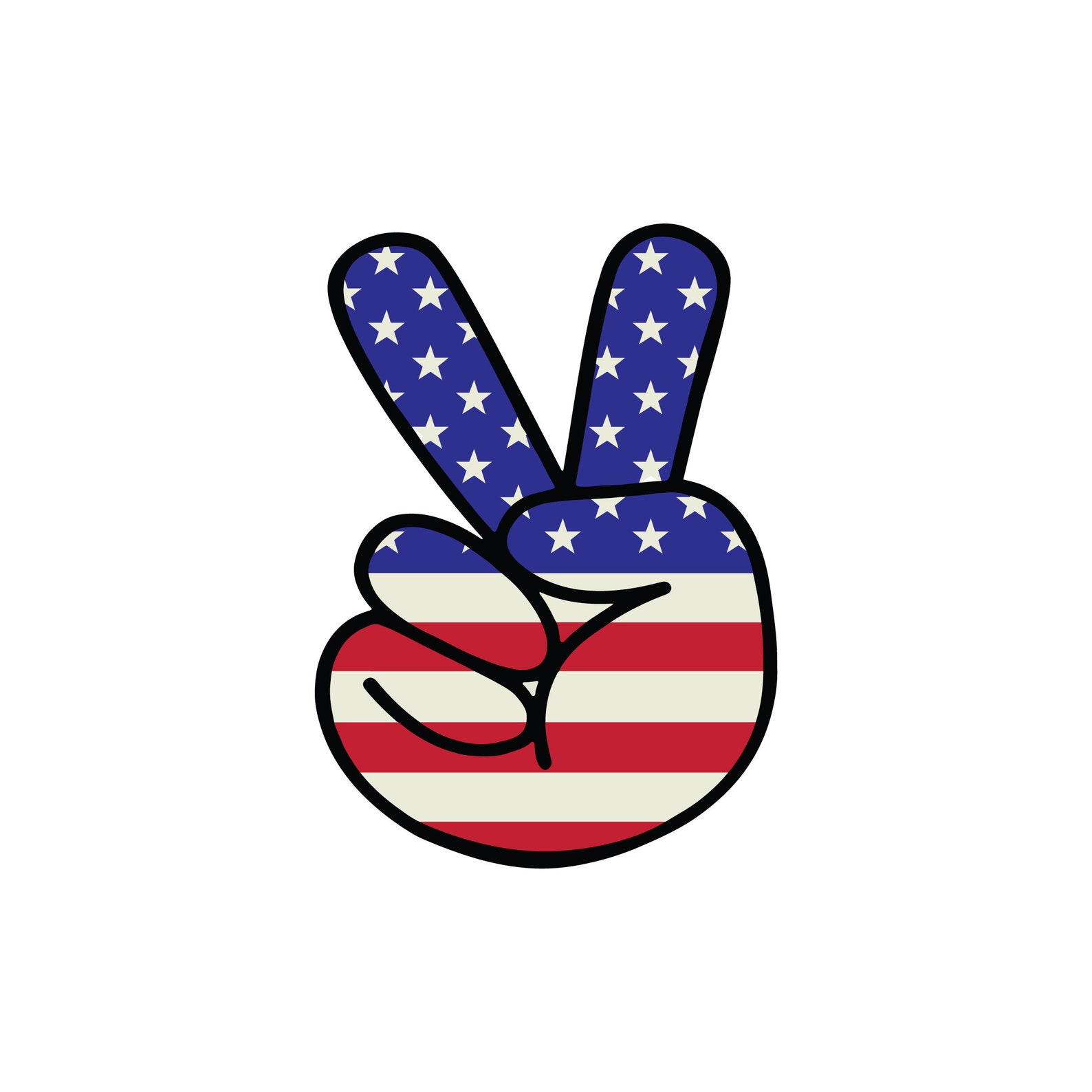 Peace 5 sign language outline American flag freedom America | Etsy