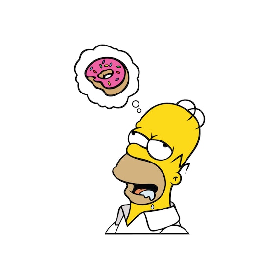Homer 1 The Simpsons donut drooling drool Digital | Etsy
