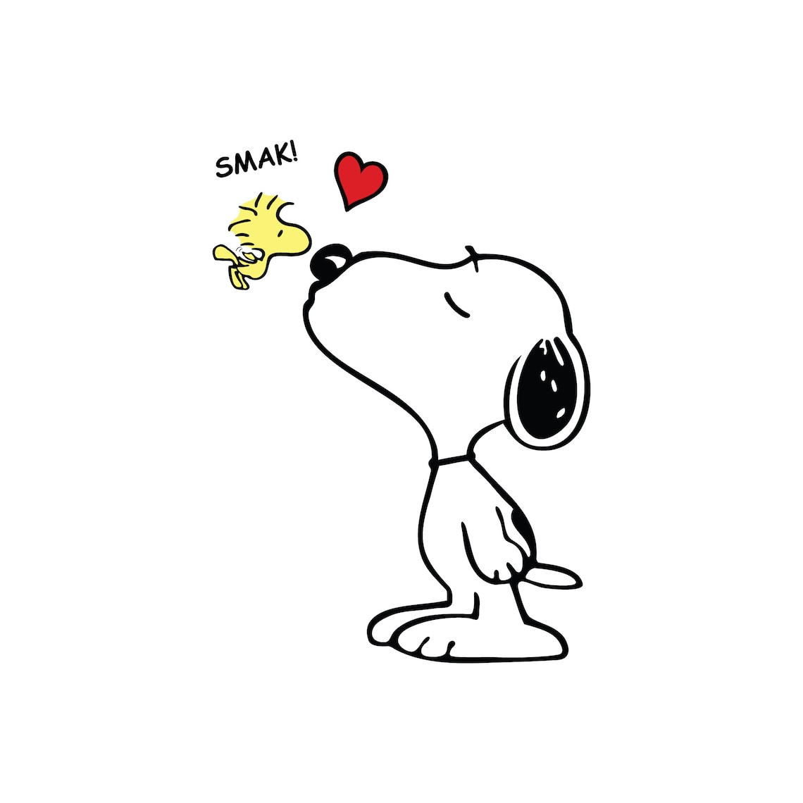 Peanuts 25 Snoopy kissing Woodstock with hearts Digital | Etsy