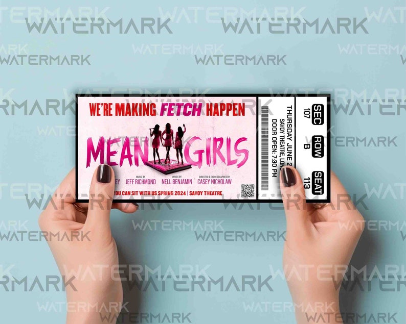 Printable Mean Girls Theatre Musical Ticket Broadway West End Surprise T Instant Pdf Download