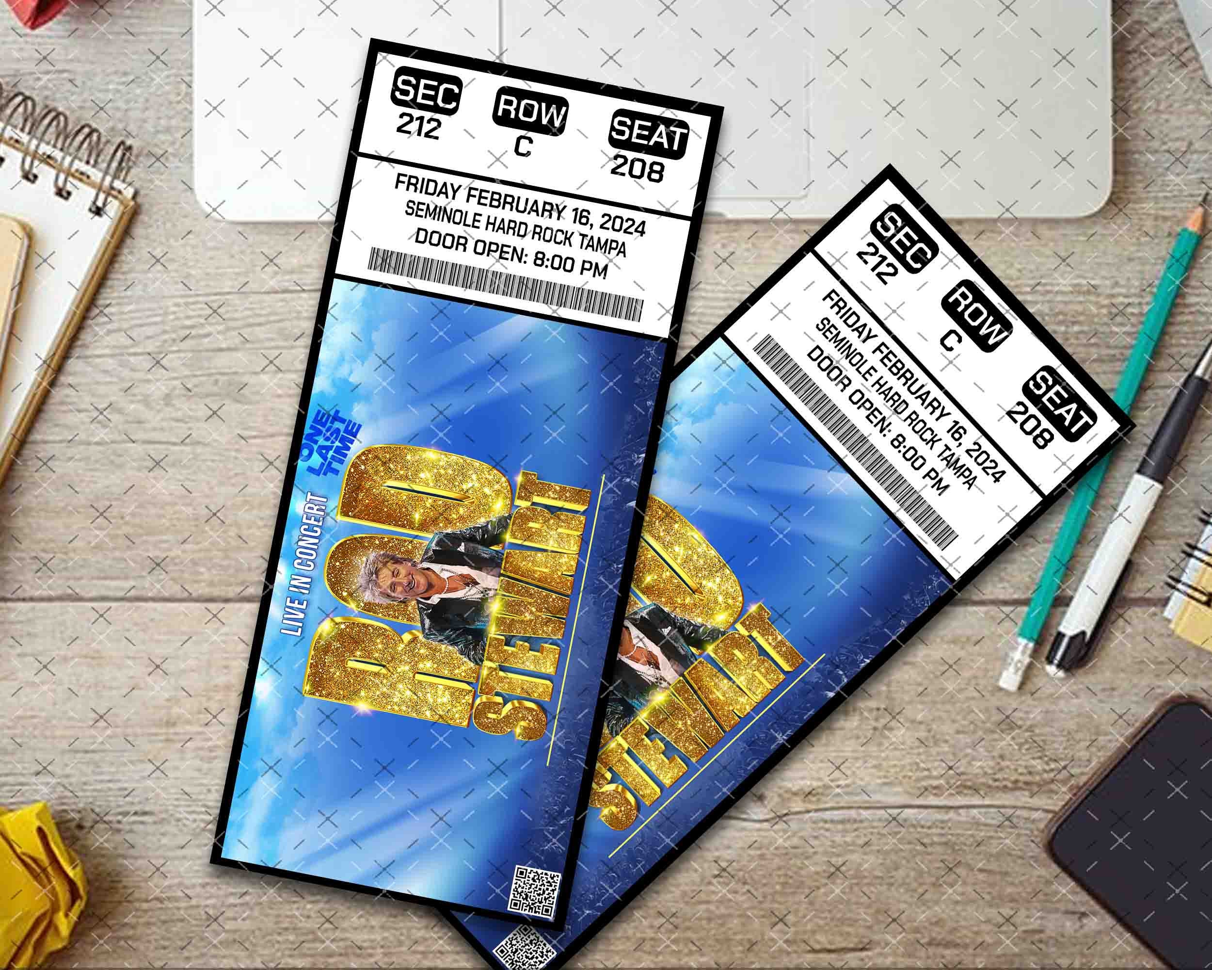 Custom Printable Rod Stewart Ticket 2024 World Tour Music Concert Show ...