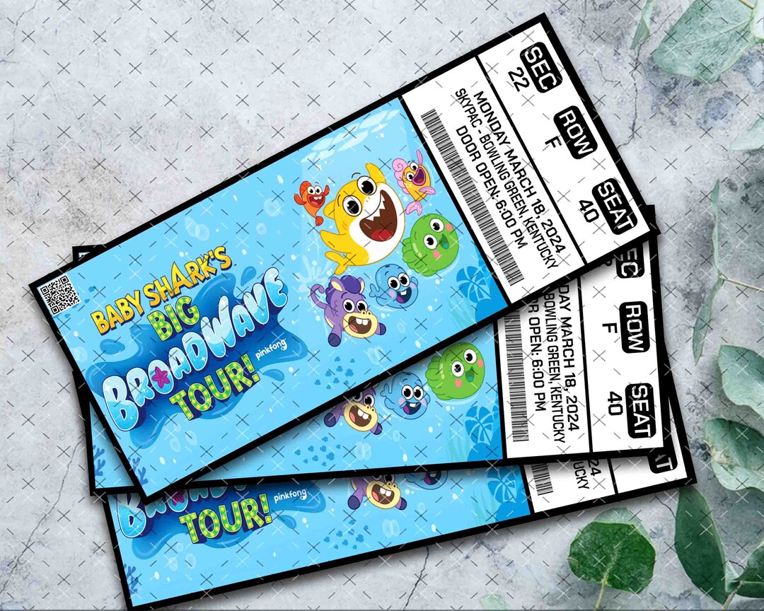 Custom Printable Baby Shark's Big Broadwave Tour Ticket Kids Show Pass ...