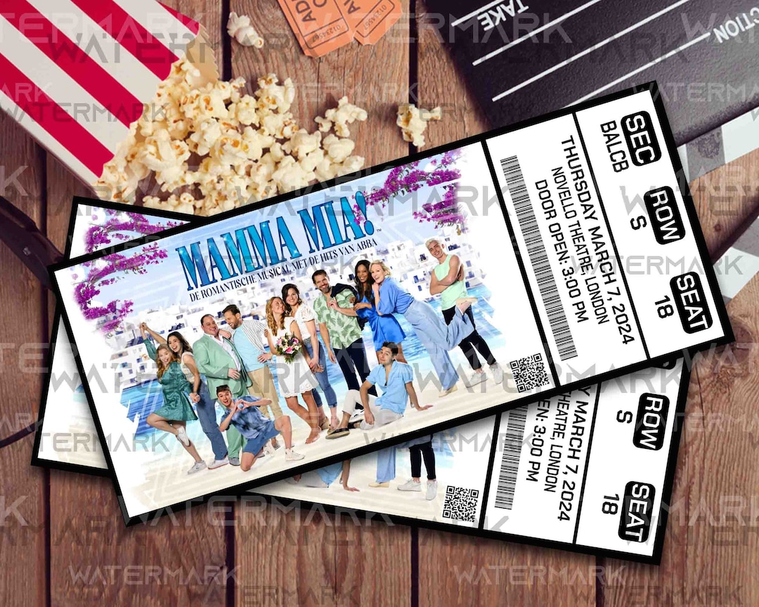 Printable Mamma Mia Ticket Theatre Tickets Broadway West End Surprise
