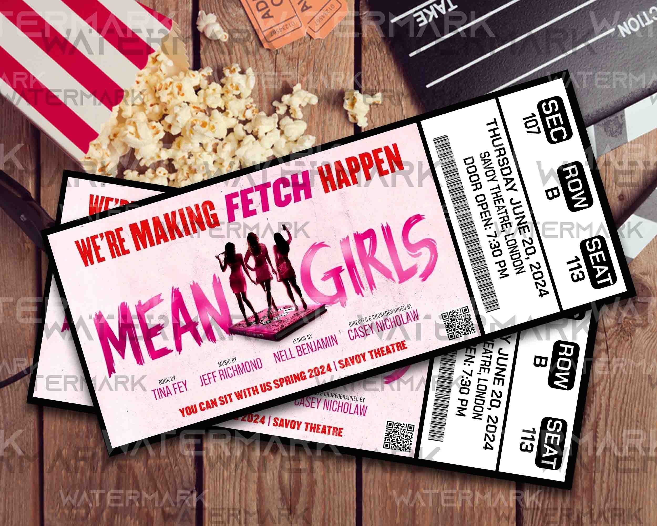 Printable Mean Girls Theatre Musical Ticket Broadway West End Surprise T Instant Pdf Download