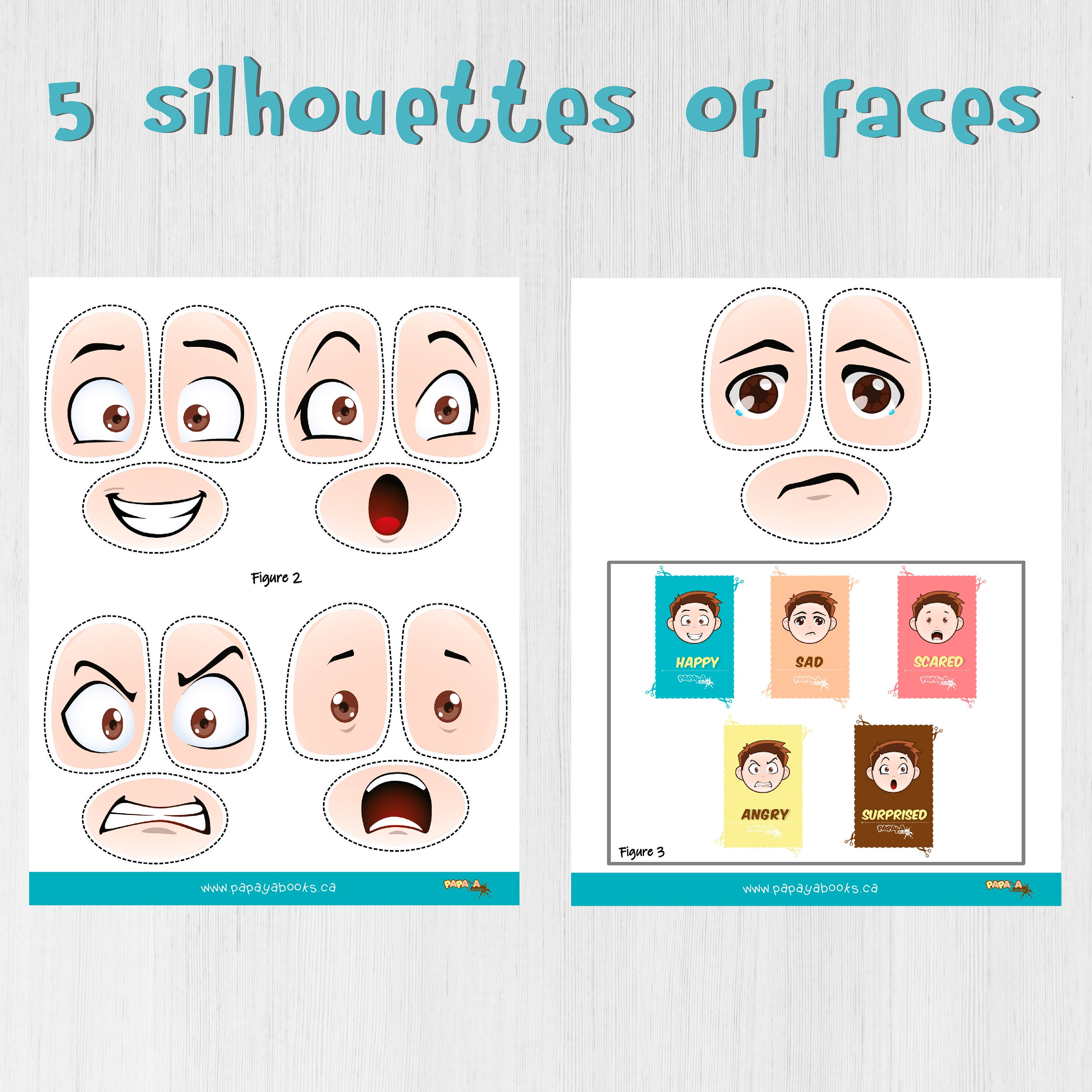 Printable Emotions Flash Cards / Emotional Puzzle for Kids / Make Faces ...