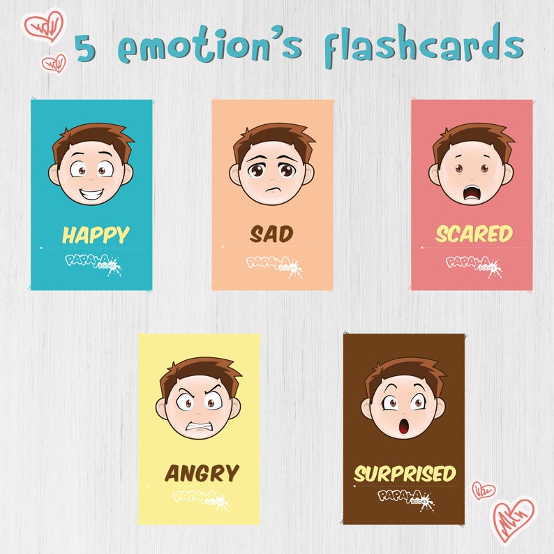 Printable Emotions Flash Cards / Emotional Puzzle for Kids / Make Faces ...
