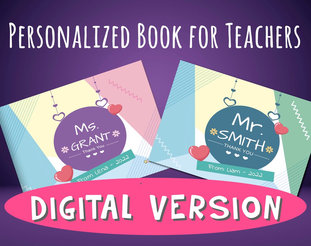 Personalized Teacher Appreciation Book: Custom Thank You Gift (digital ...