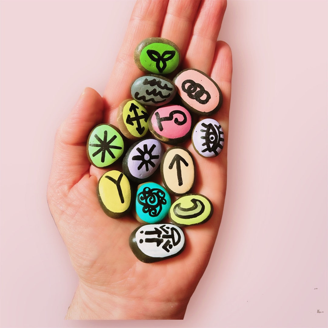 13 Witches Runes , Pastel Coloured Runes , Divination Tools, Pagan ...
