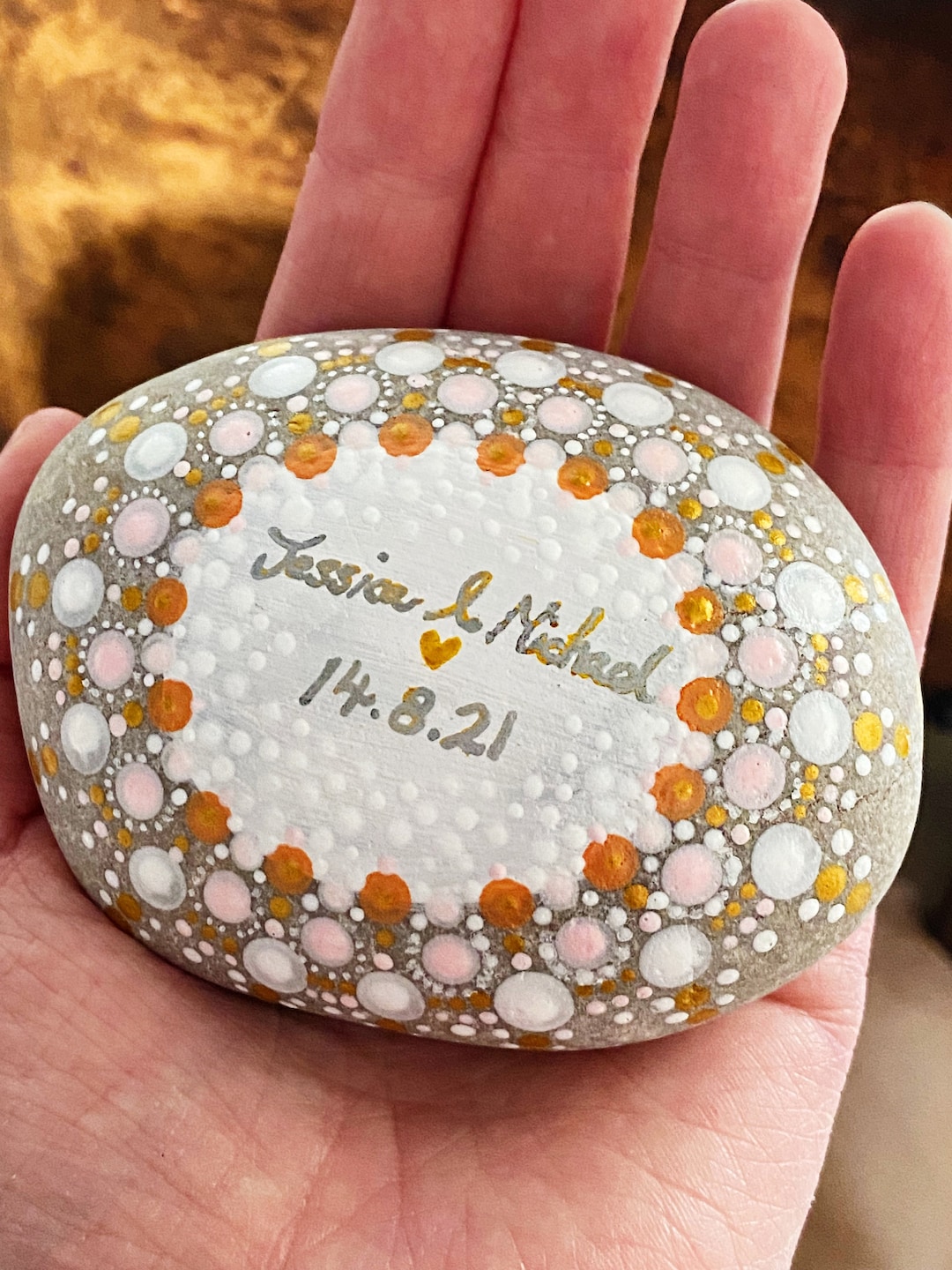 Hand Painted Personalised Wedding Stone, Personalised Wedding Gift ...