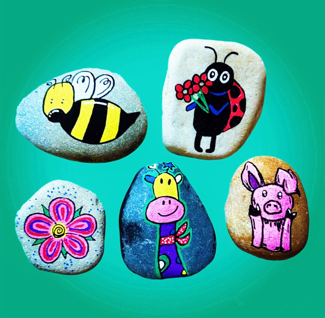 Customisable Pig, Giraffe, Ladybird, Bee or Flower Stones - Etsy